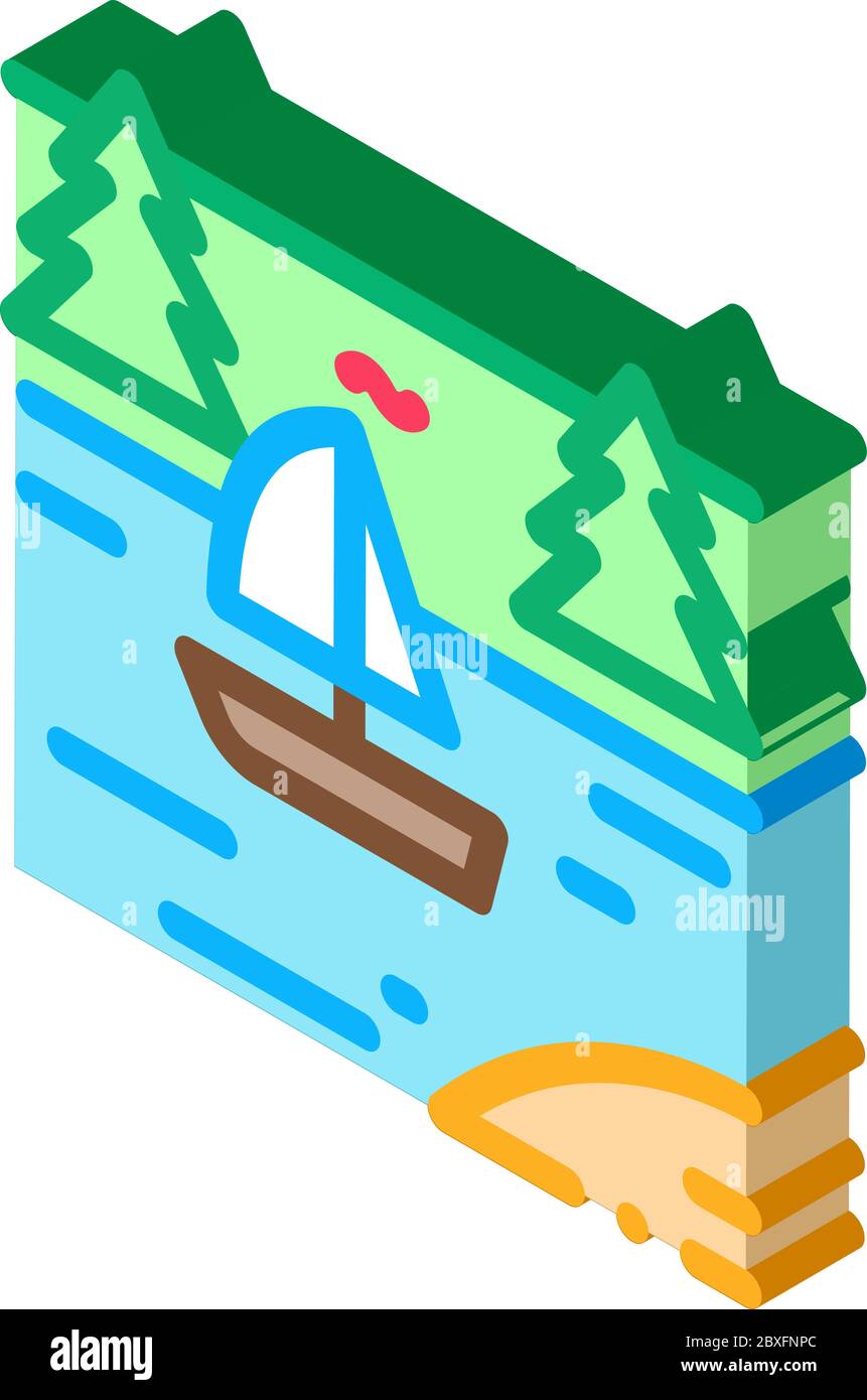 current river among gorge isometric icon vector illustration Stock ...