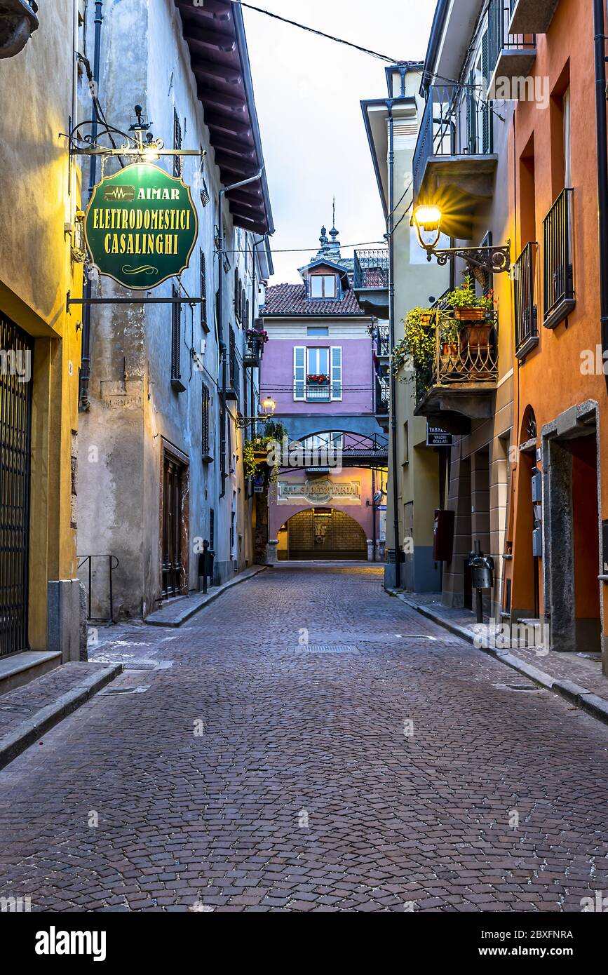 The city of Busca, a small town in the province of Cuneo, in southern ...