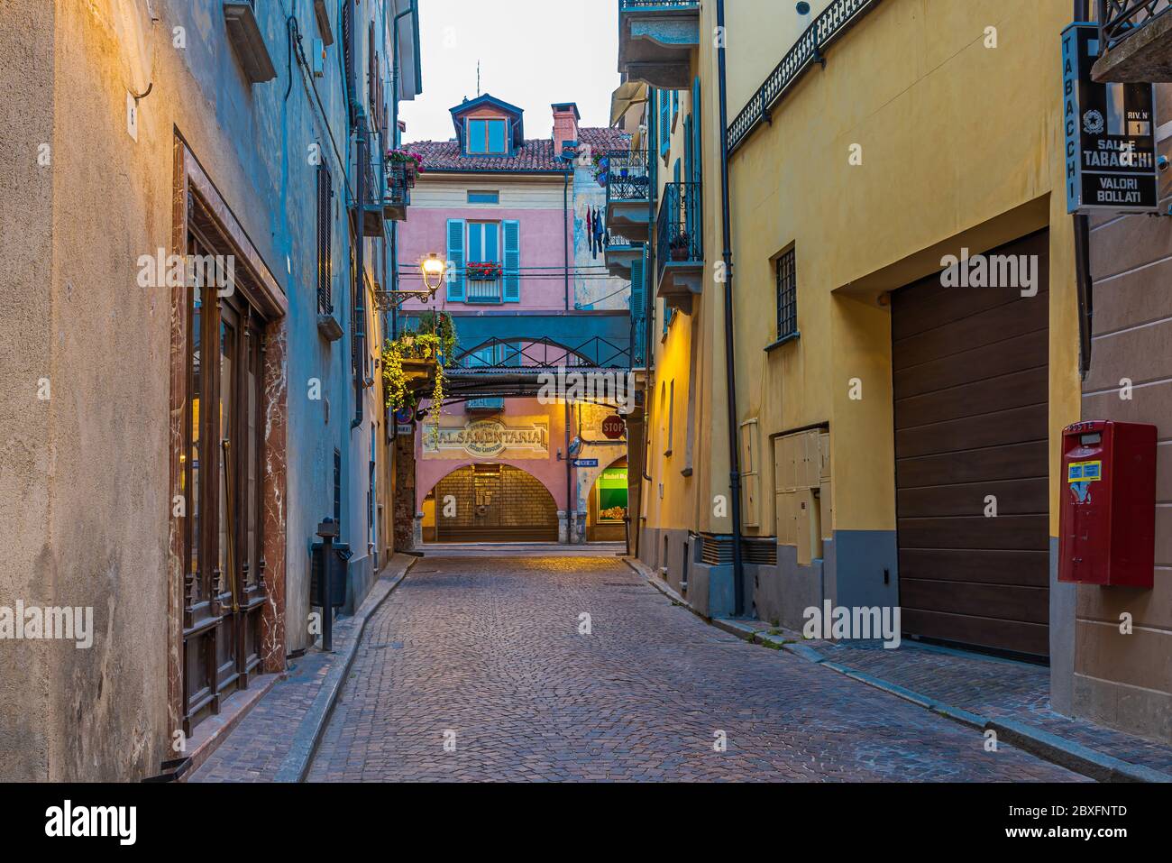 The city of Busca, a small town in the province of Cuneo, in southern ...