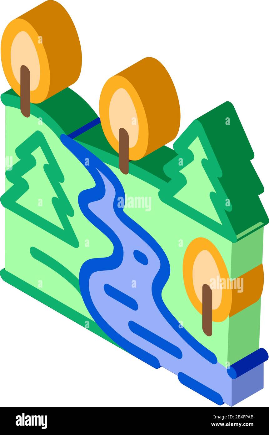 mountain and forest terrain isometric icon vector illustration Stock ...