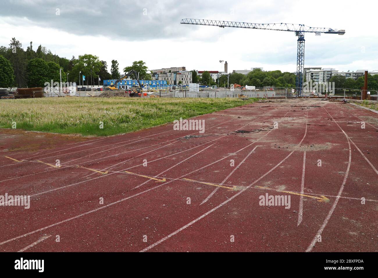 Linkoping, Sweden 20200604 The construction of a new indoor swimming ...