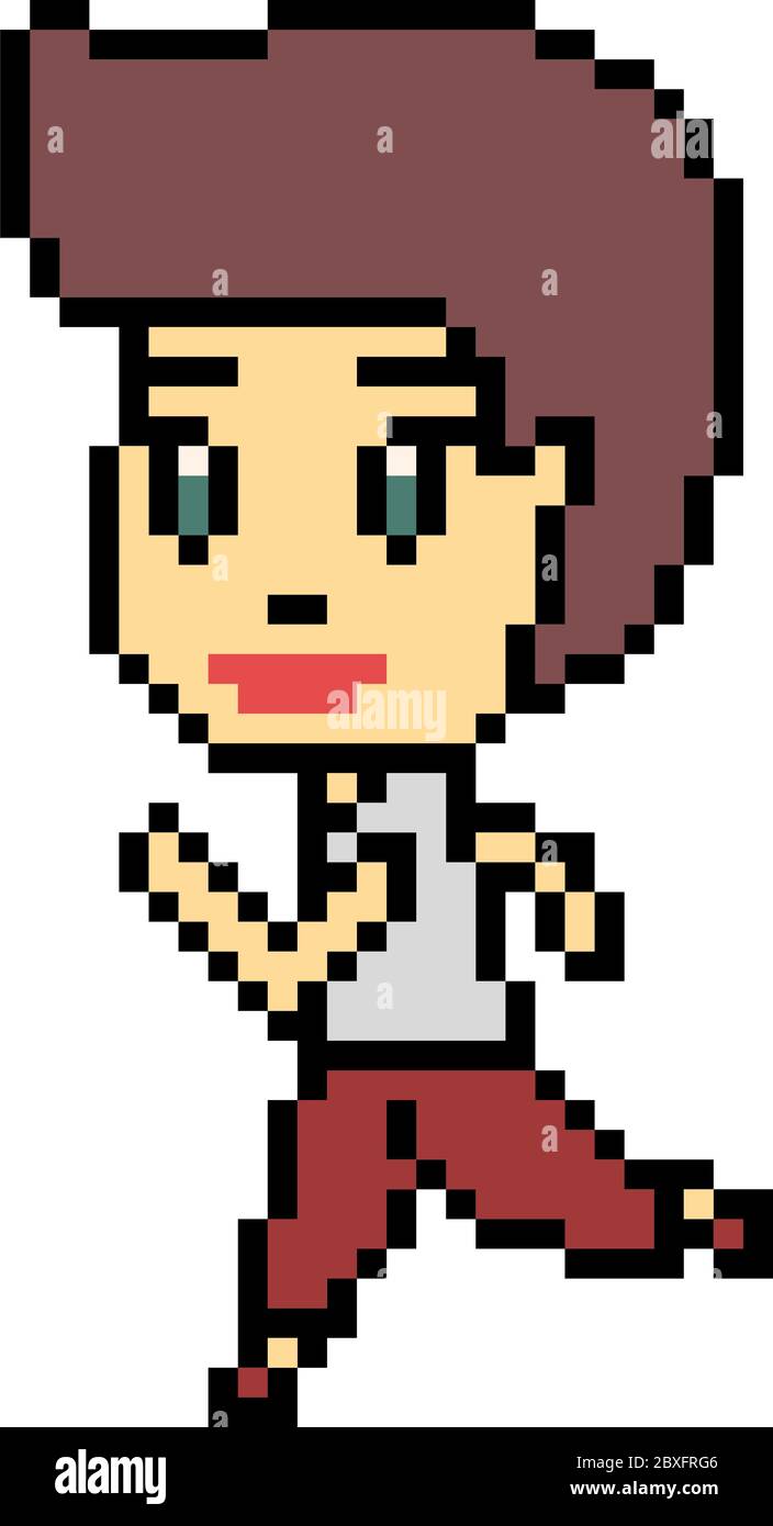 Cartoon character pixel run hi-res stock photography and images - Alamy