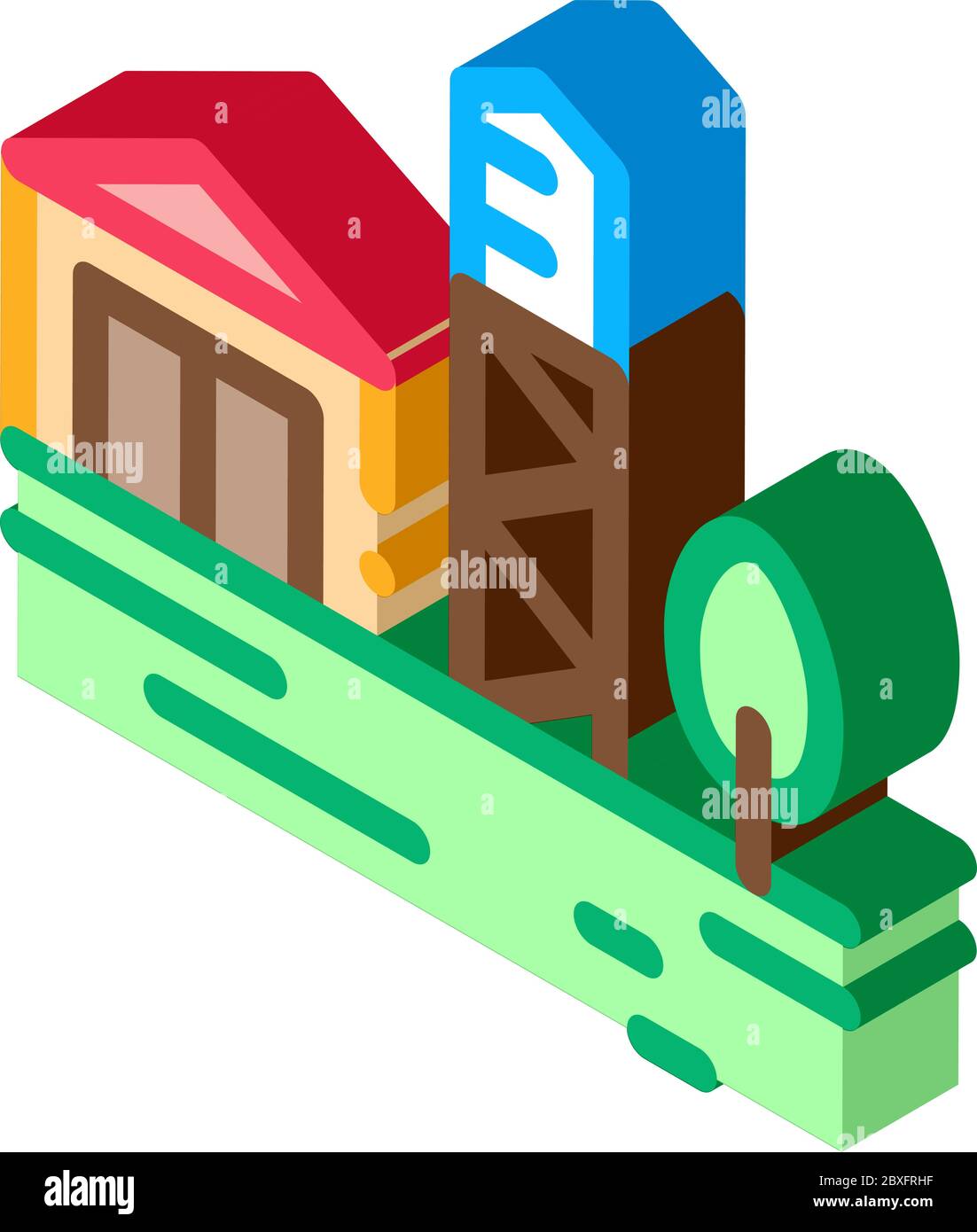 wooden tower with house isometric icon vector illustration Stock Vector ...