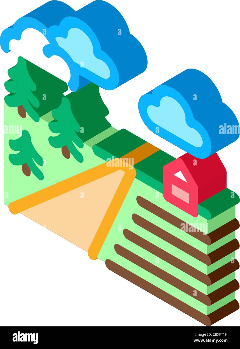 farm road isometric icon vector illustration Stock Vector Image & Art ...