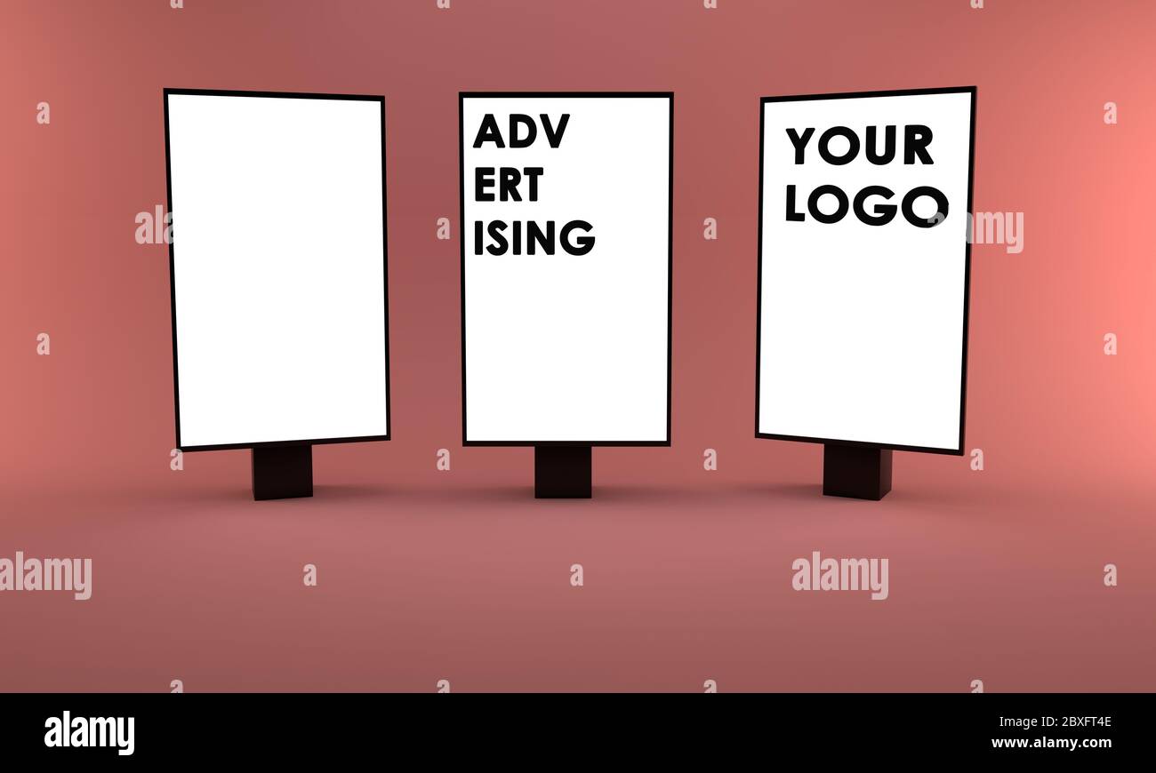 three advertising billboards 3d rendering. 3d illustration Stock Photo ...