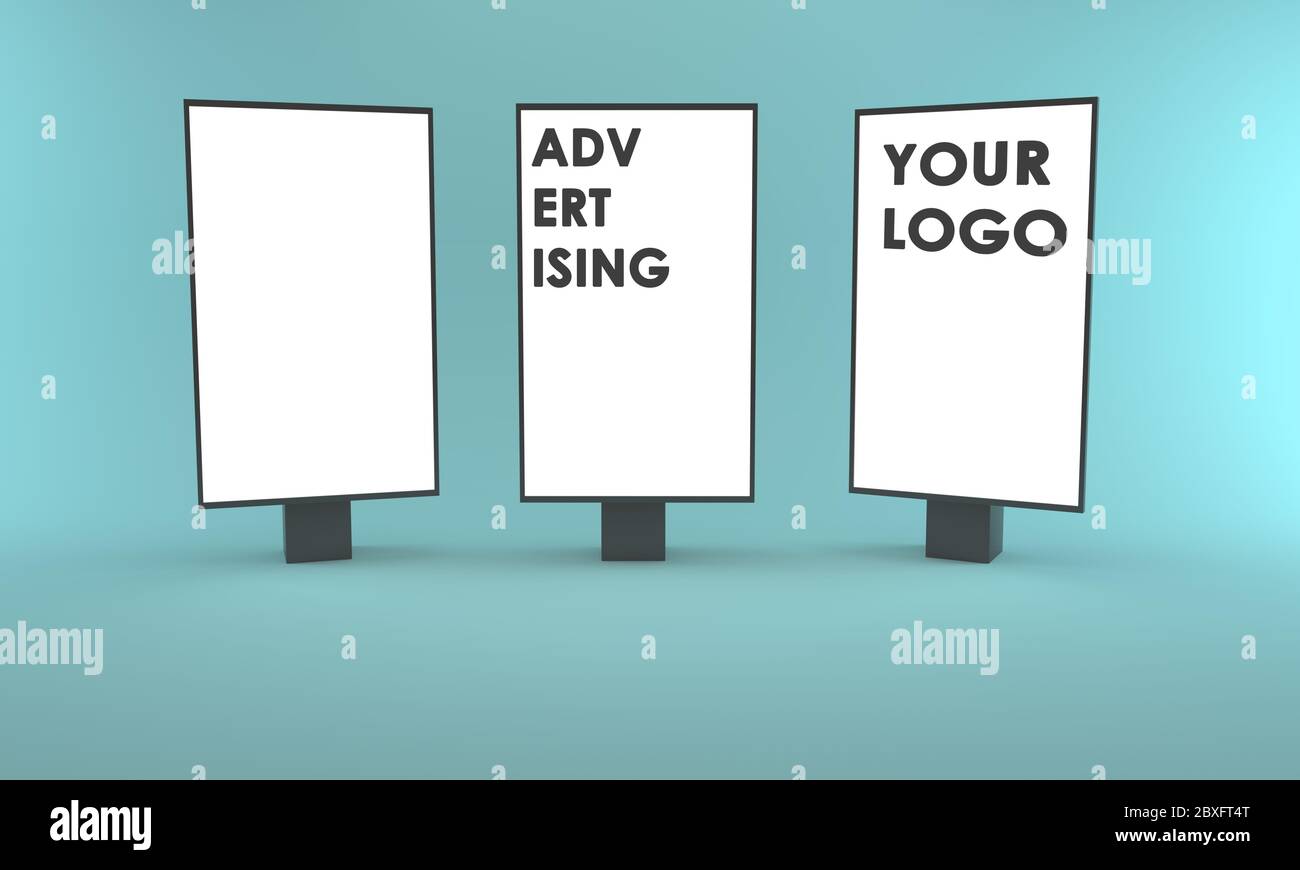 three advertising billboards 3d rendering. 3d illustration Stock Photo ...