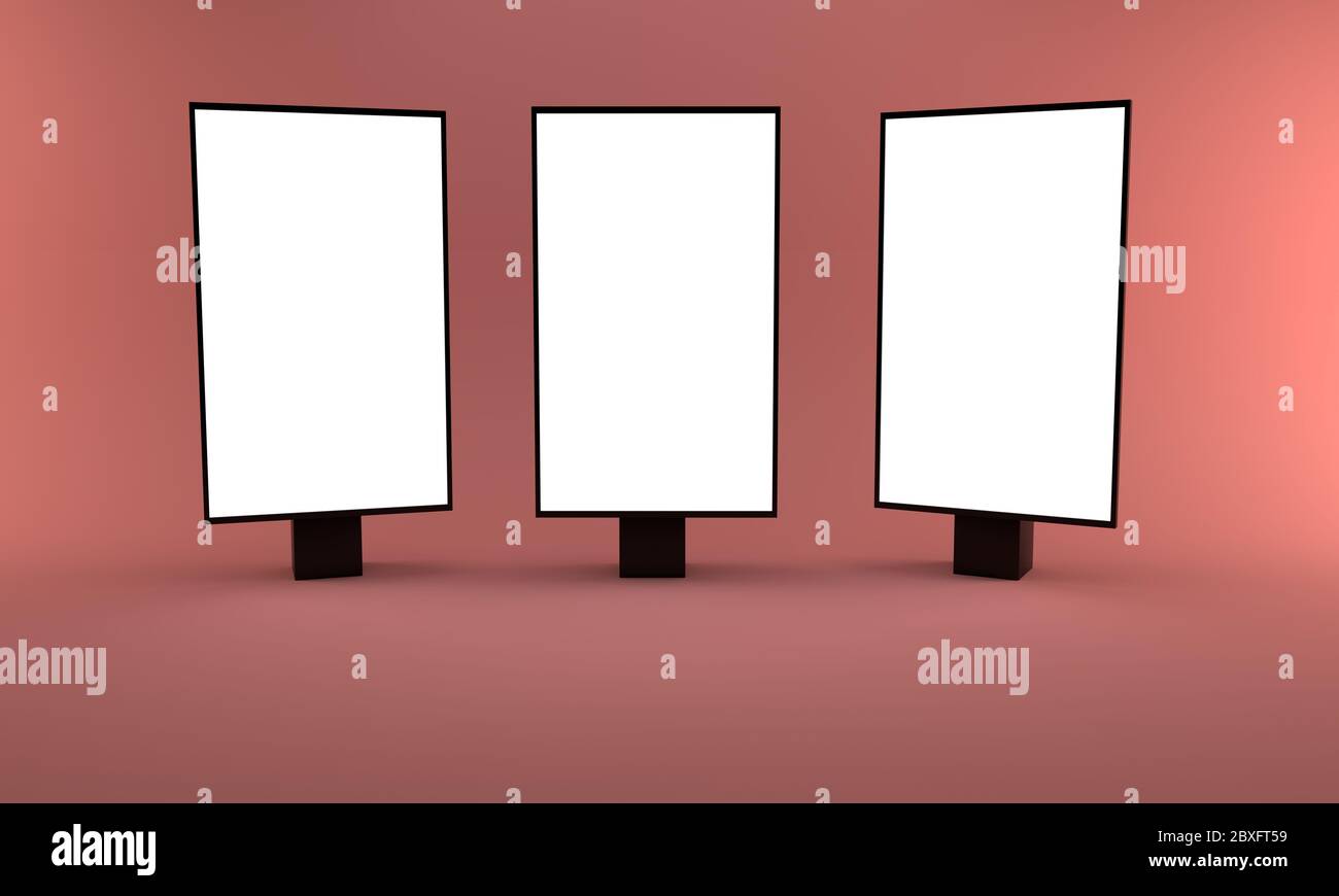 three advertising billboards 3d rendering. 3d illustration Stock Photo ...