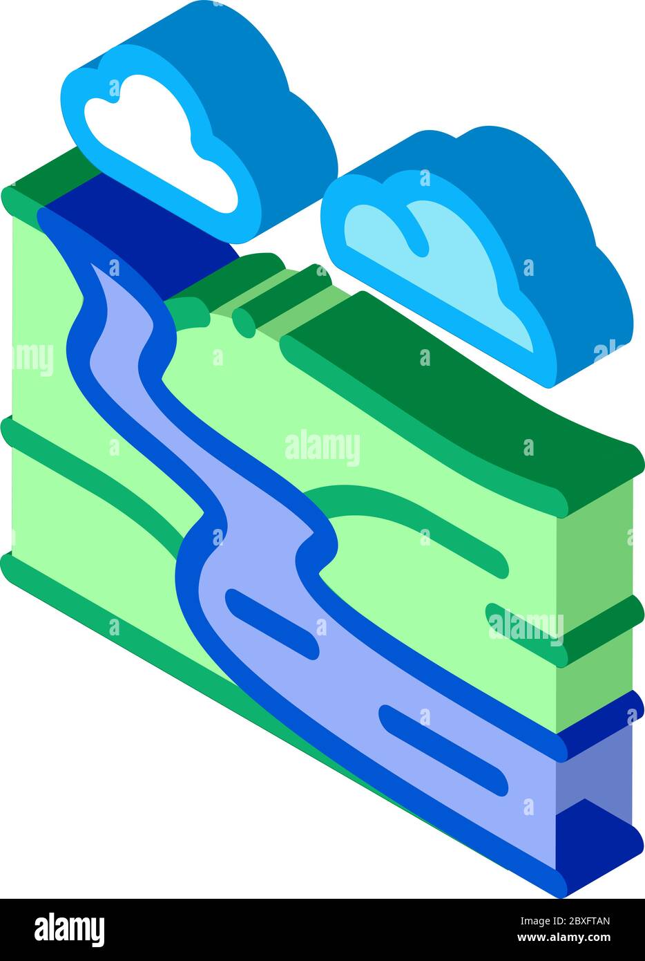 river landscape in countryside isometric icon vector illustration Stock ...
