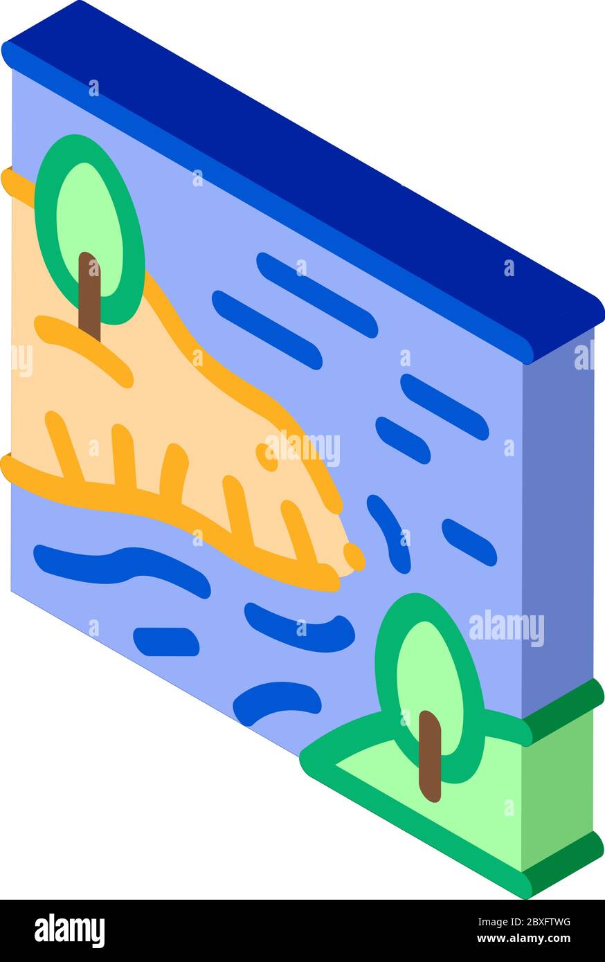 river among mountains isometric icon vector illustration Stock Vector ...