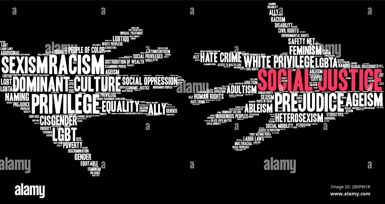 Social Justice word cloud on a black background Stock Vector Image ...