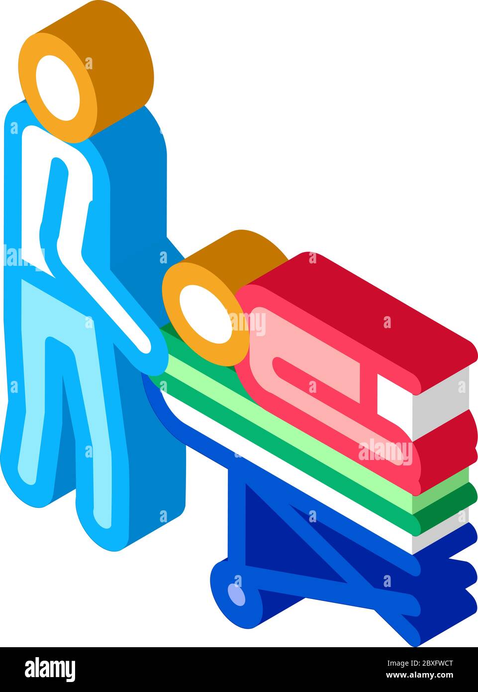 nurse takes patient on gurney isometric icon vector illustration Stock ...