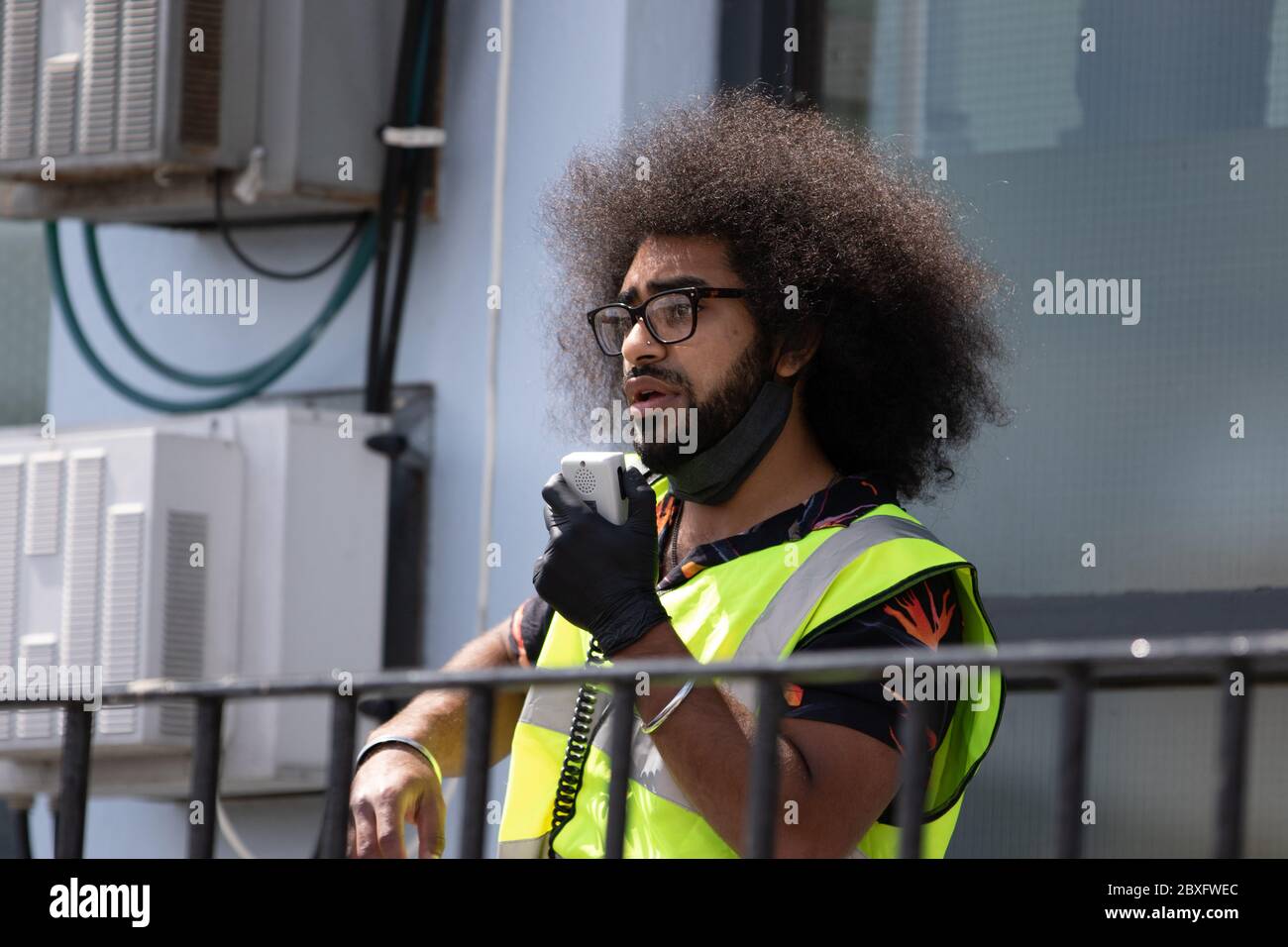 Weymouth, UK. 7th June, 2020. Karam Hayre gives a briefing to the ...