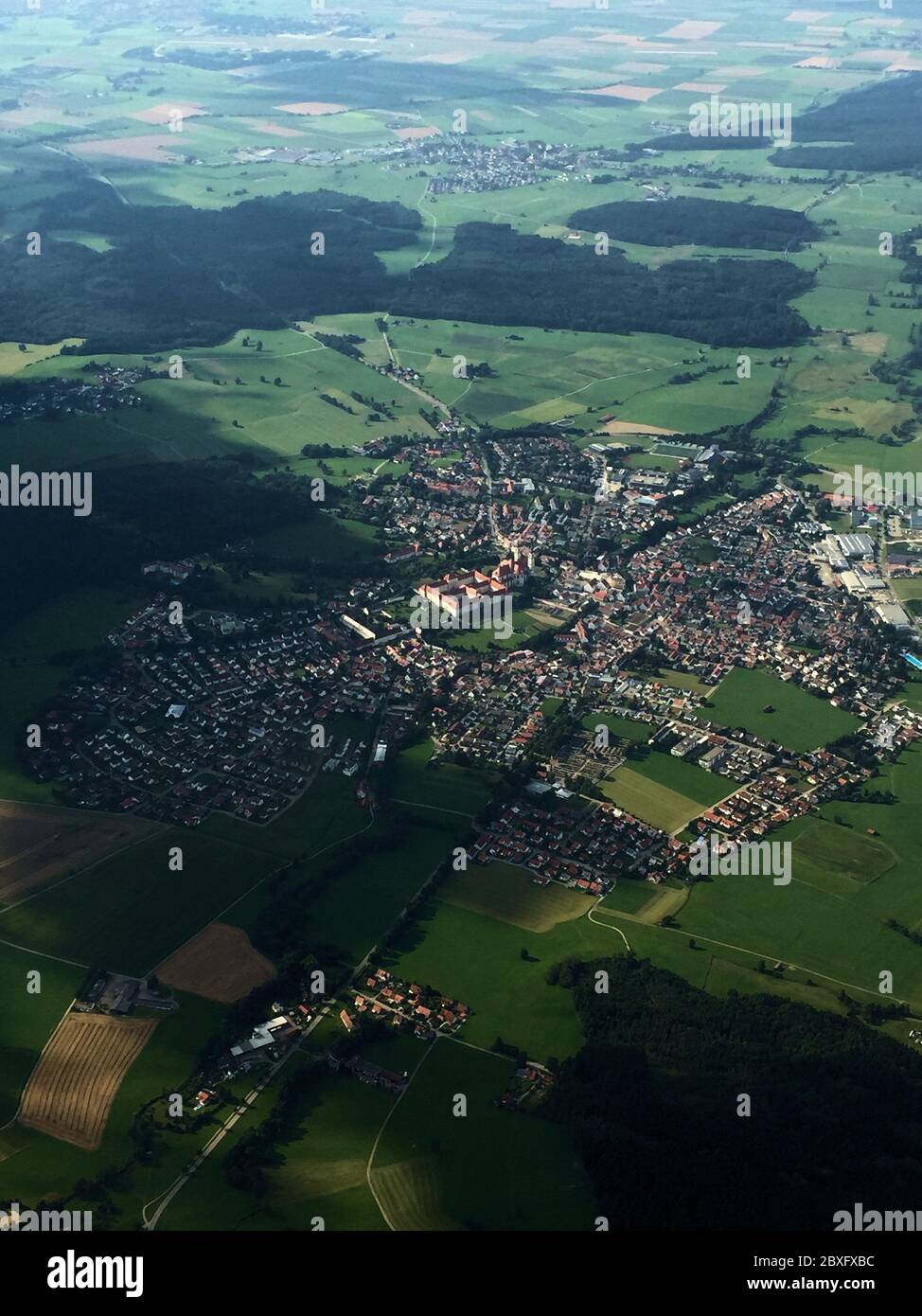 Bavaria countryside from an airplane Stock Photo - Alamy