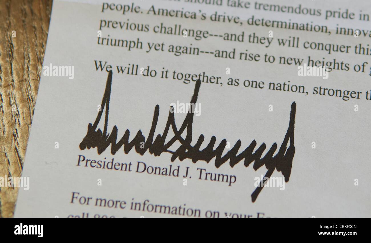 Signature at bottom of letter from President Donald J. Trump explaining ...