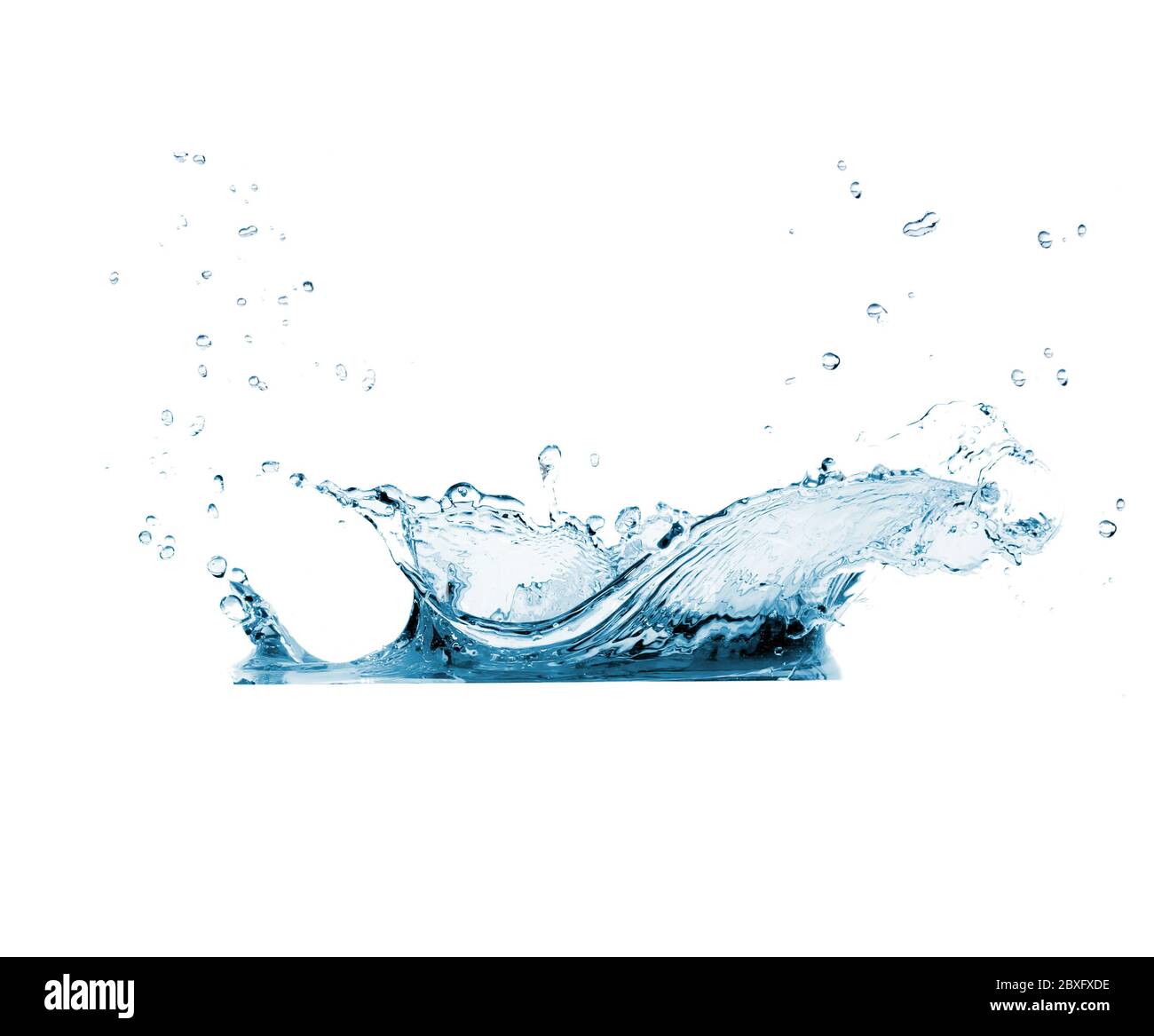 Closeup of fresh and clear splash of water isolated on white background ...