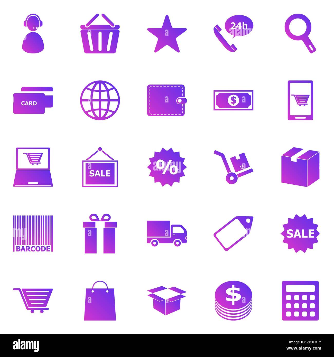 E Commerce Gradient Icons On White Background Stock Vector Stock
