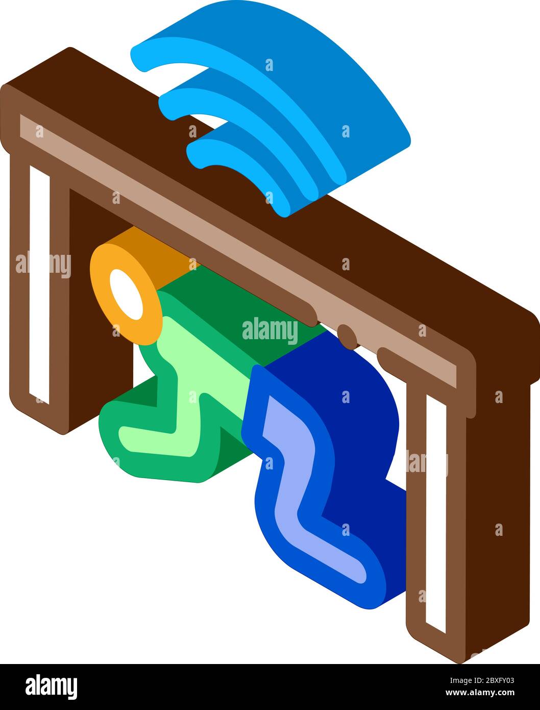 Protection Hide Human Under Table Isometric Icon Vector Illustration
