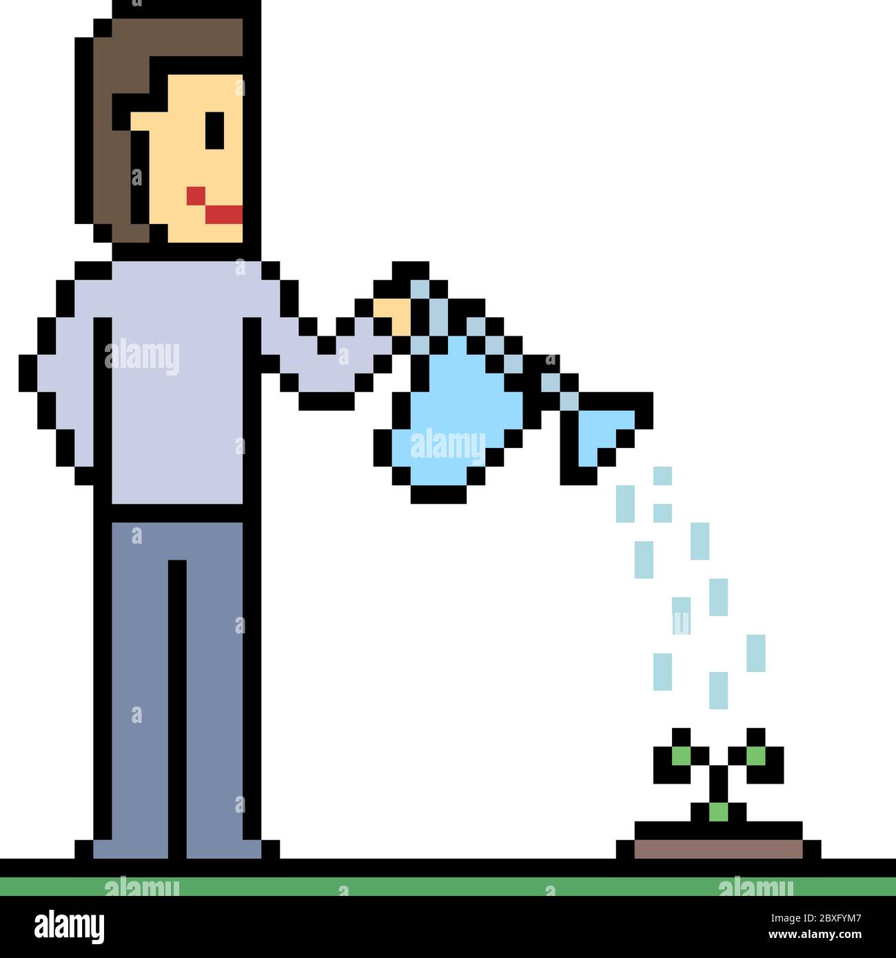 Vector Pixel Art Watering Plant Stock Vector Image And Art Alamy