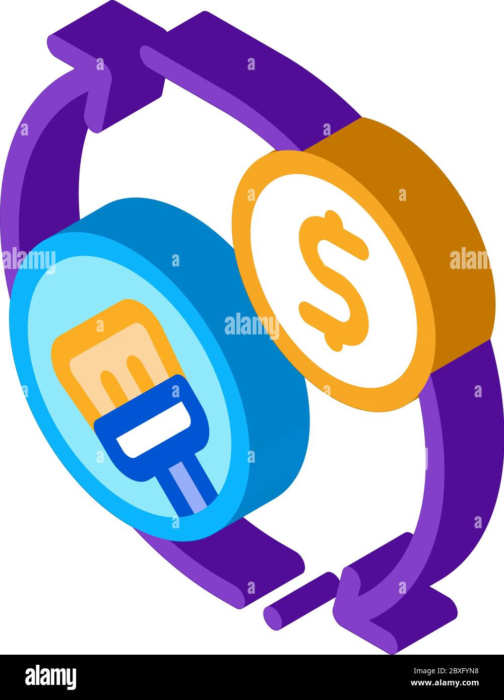 cleaning cycle and money isometric icon vector illustration Stock ...