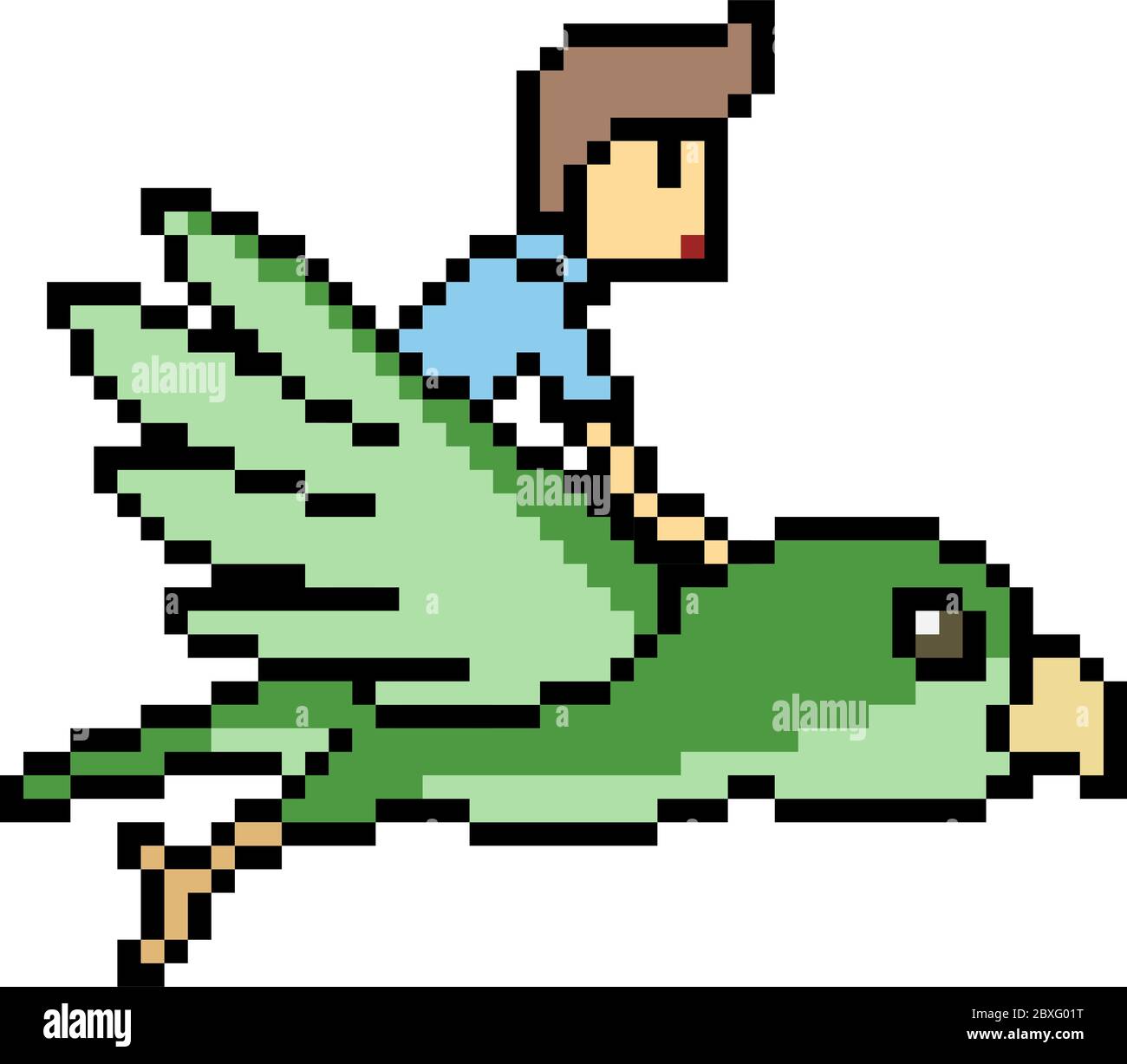 vector pixel art man ride bird Stock Vector Image & Art - Alamy