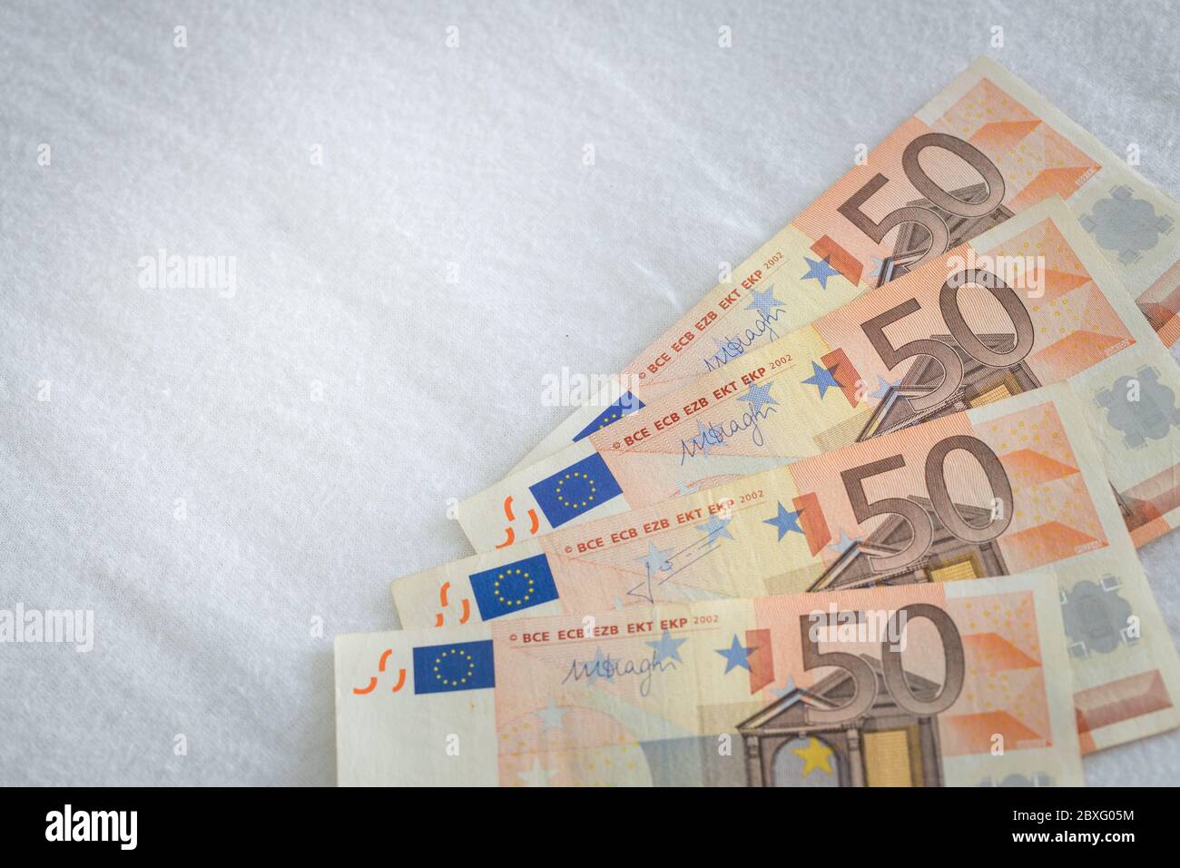 European Union currency, 50 Euro, Lots of banknotes, Place for text ...