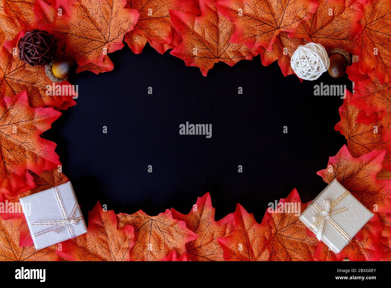 maple leaf and free space for text with black background Stock Photo ...
