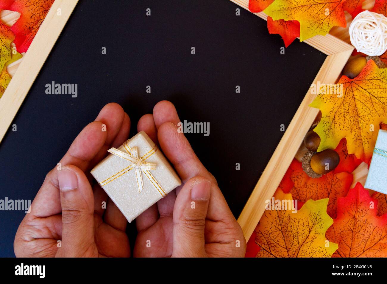 maple leaf and blackboard for text with black background Stock Photo ...