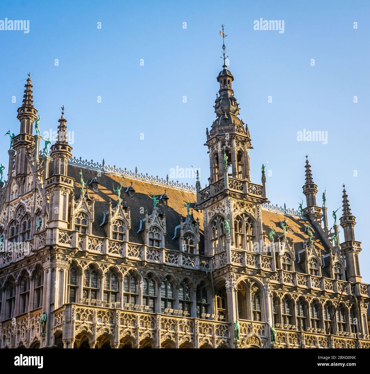 Facade of The Maison du Roi: a gothic Palace of th Grand Place in the ...