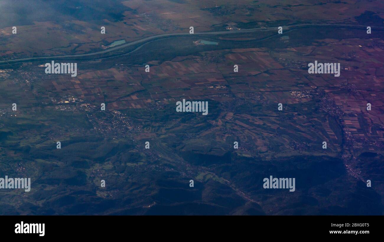 view of the landscape from the plane Stock Photo - Alamy
