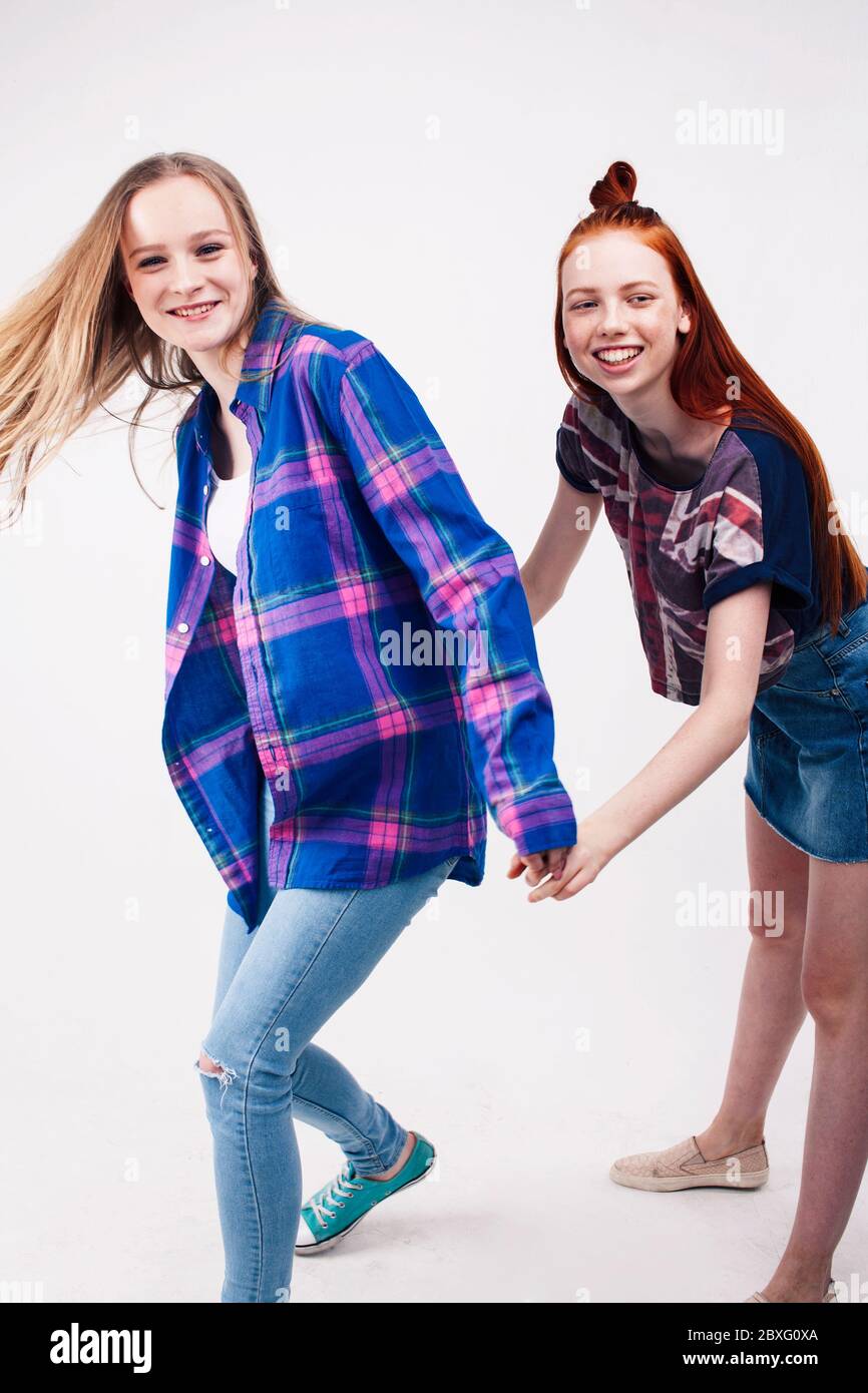 best friends teenage girls together having fun, posing emotional on ...