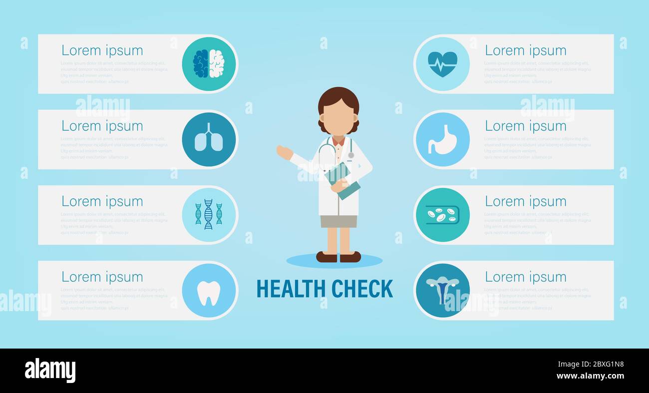 Health check infographic with medical icons flat design vector ...