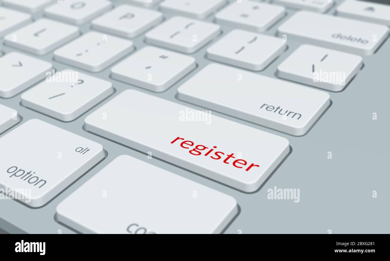 Computer keyboard with register word key Stock Photo - Alamy