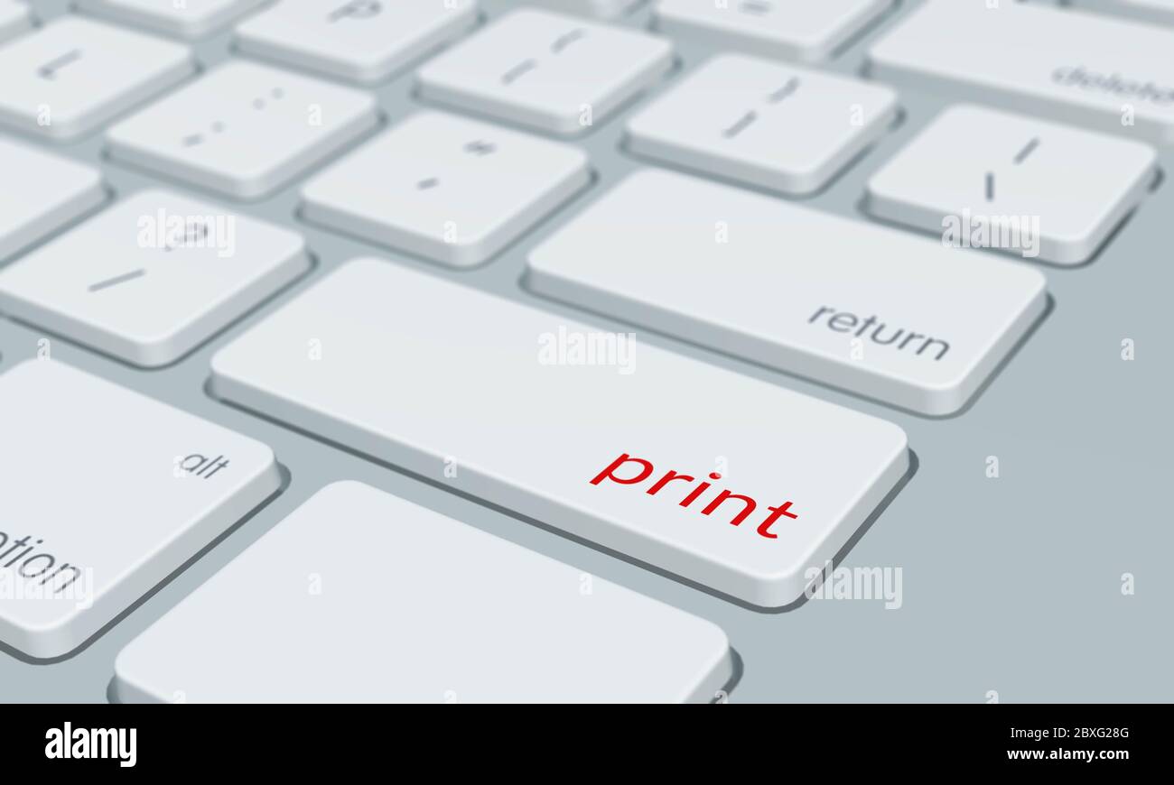 Computer keyboard with print word key Stock Photo - Alamy