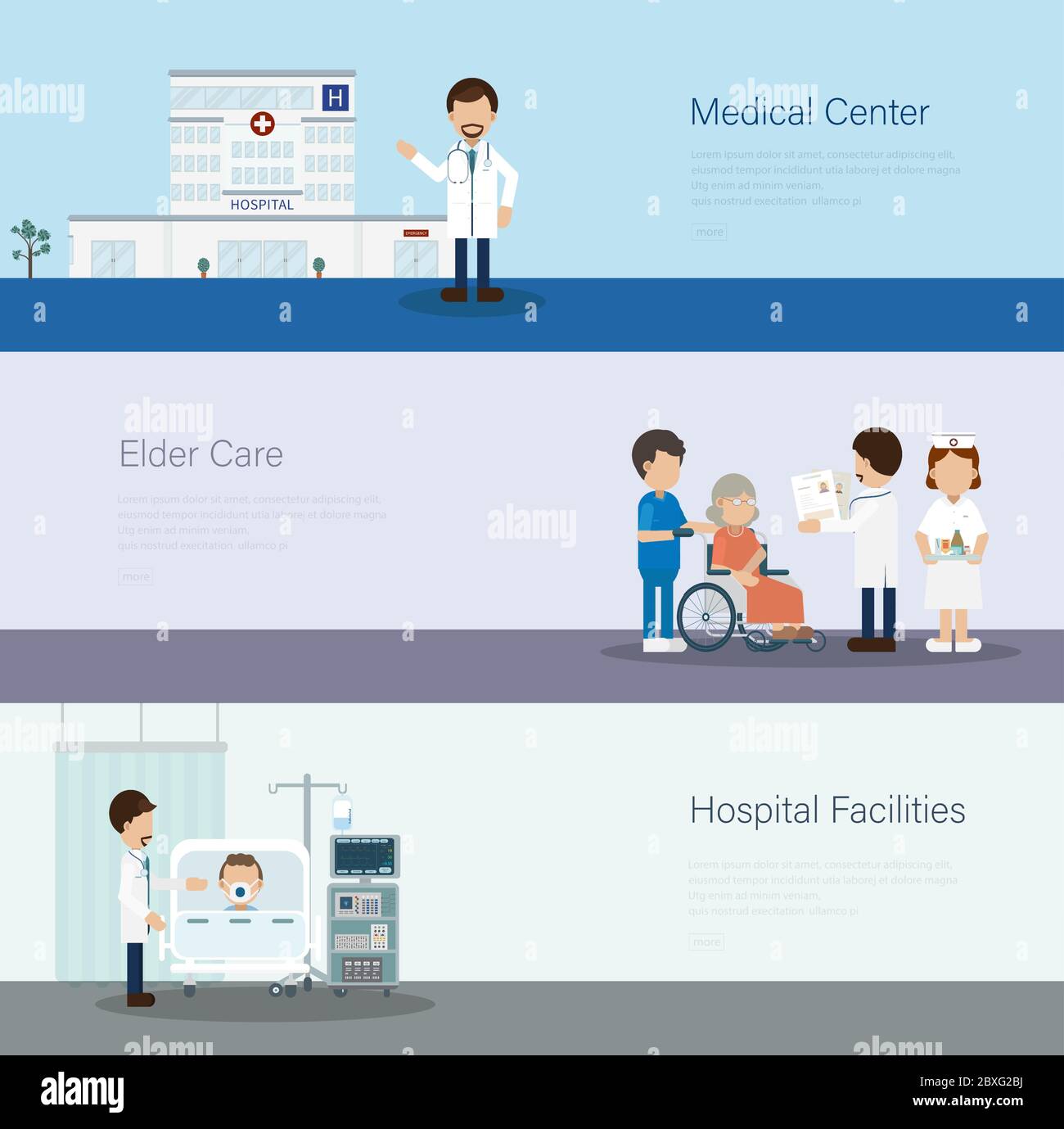 Set of medical banners with doctors and patients flat design vector ...