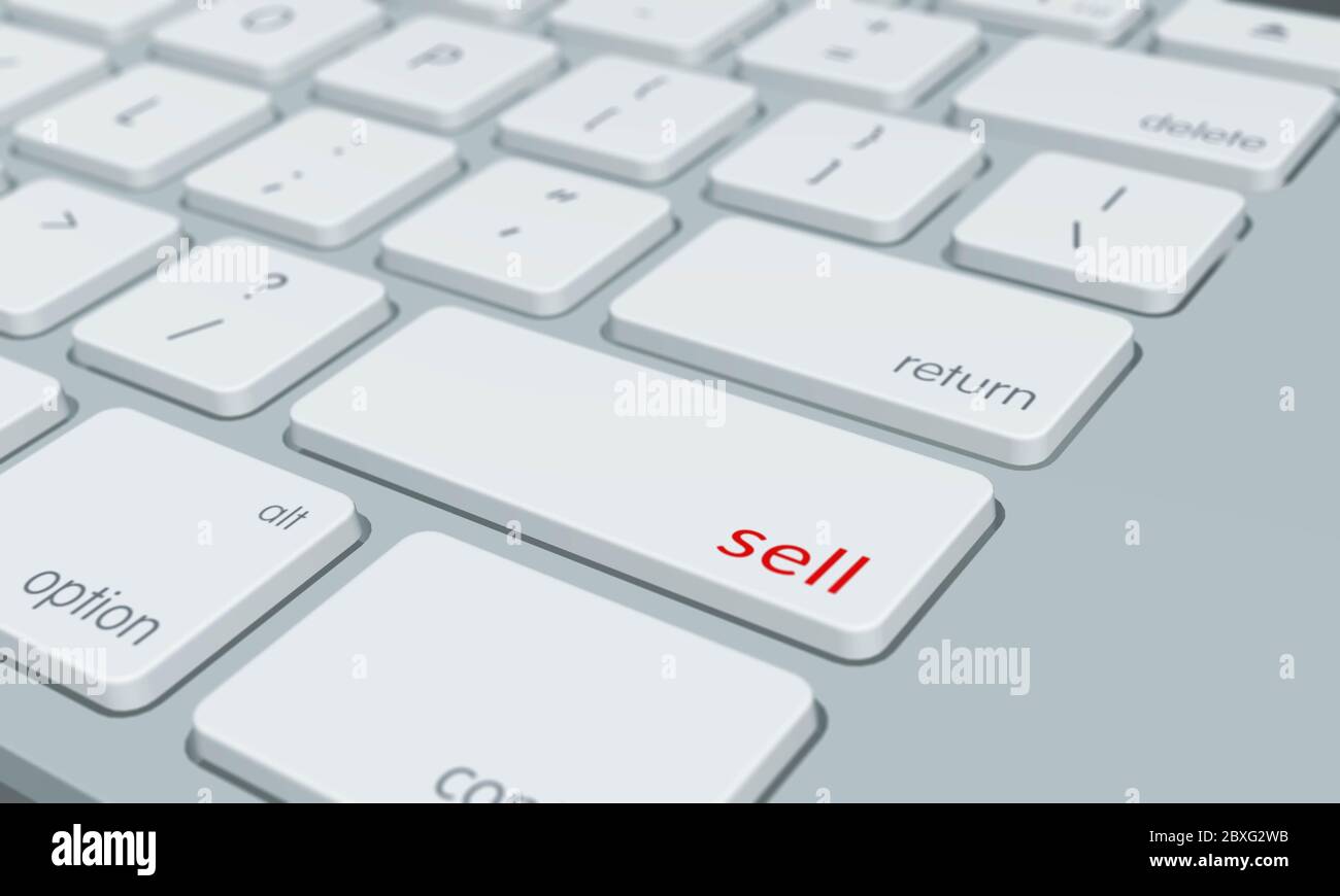 Computer keyboard with sell word key Stock Photo - Alamy