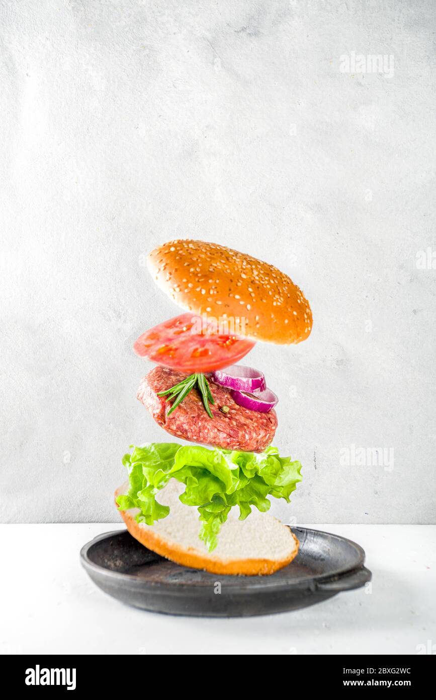 Cooking burger background. Set various cheeseburger and beefburger ...