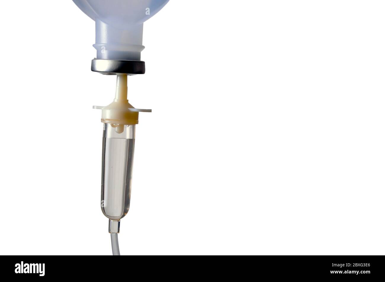 IV tube and Saline isolated on white background Stock Photo - Alamy