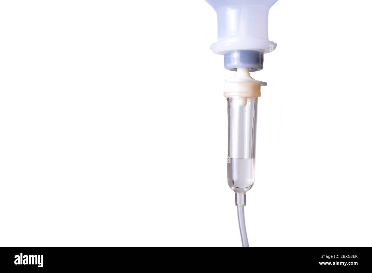 IV tube and Saline isolated on white background Stock Photo - Alamy