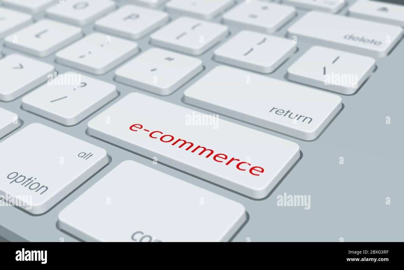 Computer keyboard with e-commerce word key Stock Photo - Alamy