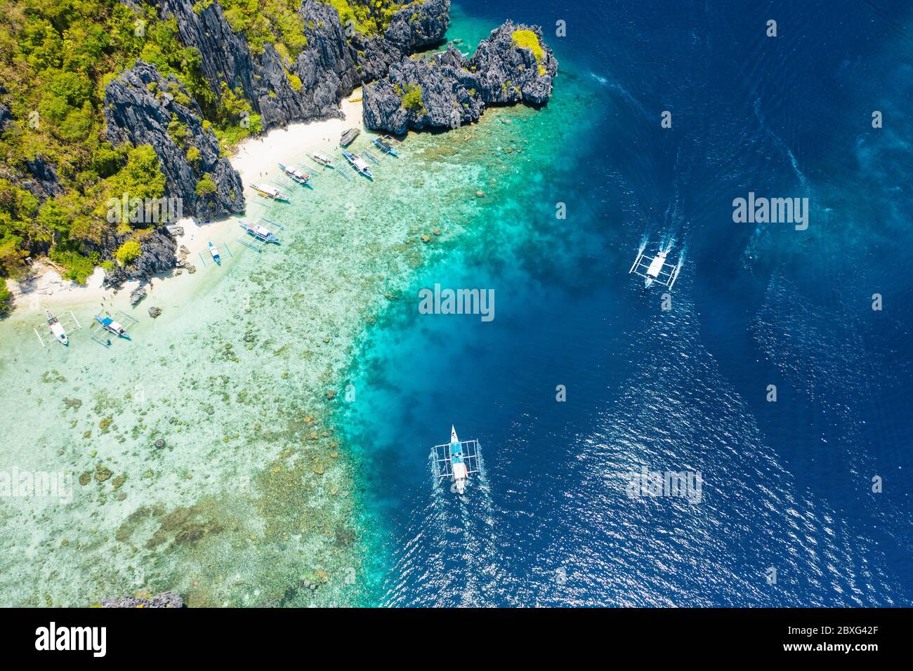 Shimizu Island, El Nido, Palawan, Philippines. Aerial drone view of a ...