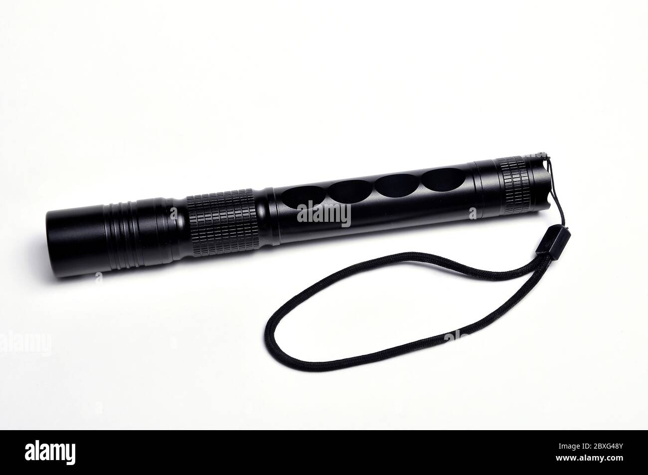 Aluminum LED flashlight isolated on white background Stock Photo - Alamy