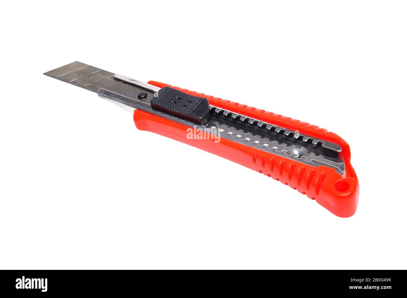 Red knife cutter isolated on white background Stock Photo - Alamy