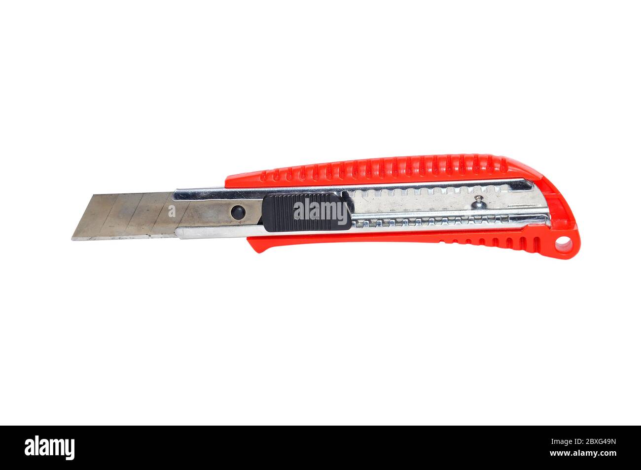 Red knife cutter isolated on white background Stock Photo - Alamy