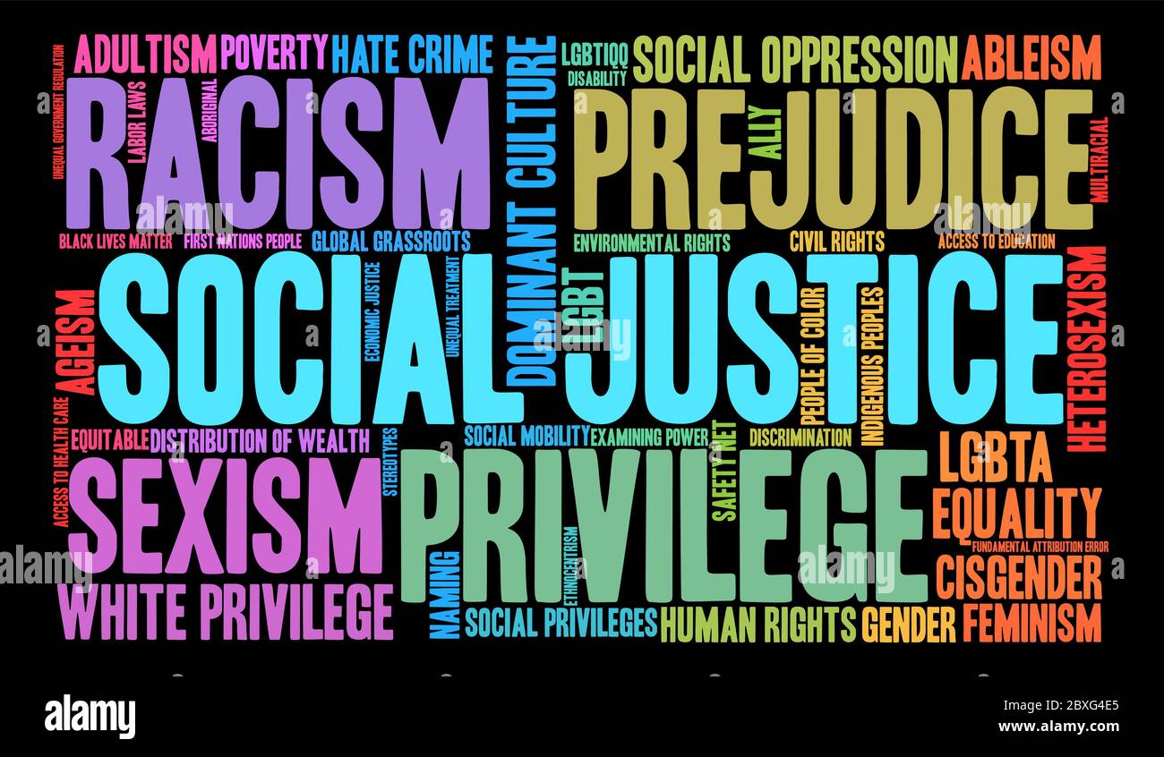 Social Justice word cloud on a black background Stock Vector Image ...