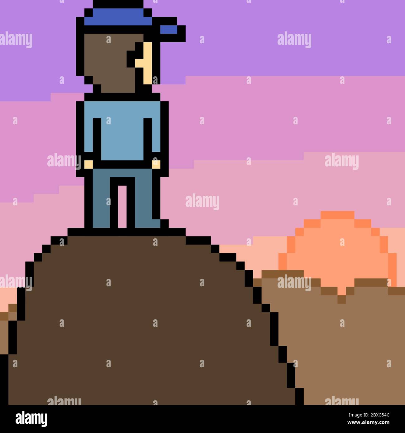 Man back mountain top Stock Vector Images - Alamy