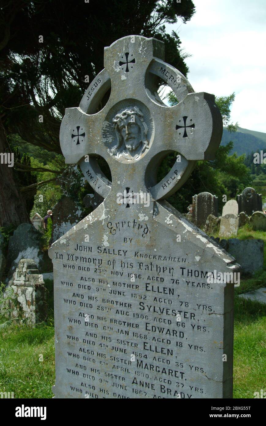 Old stone cross, Glendalough, Gleann Dá Loch, (Valley of two lakes ...