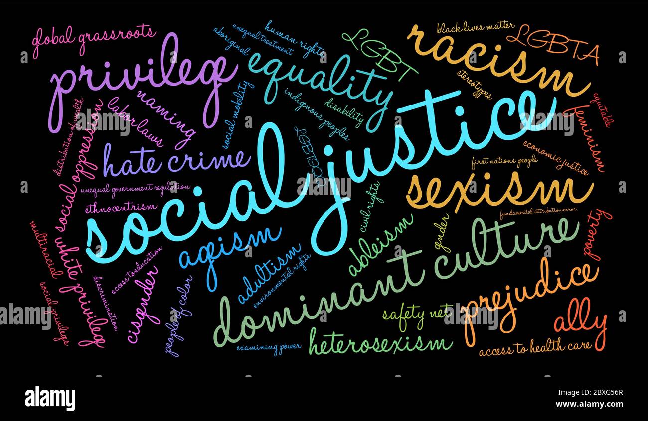 Social Justice word cloud on a black background Stock Vector Image ...