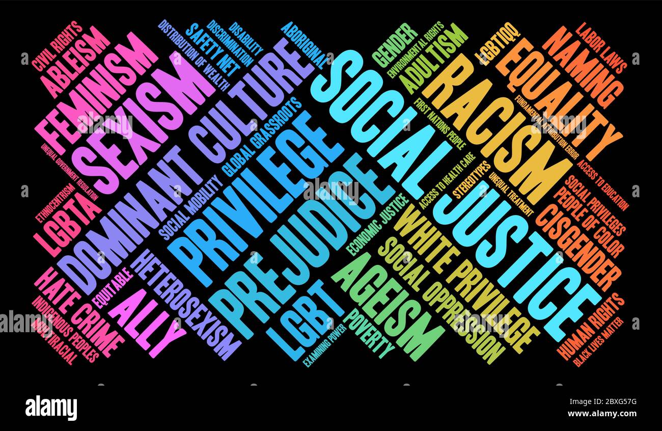 Social Justice word cloud on a black background Stock Vector Image ...