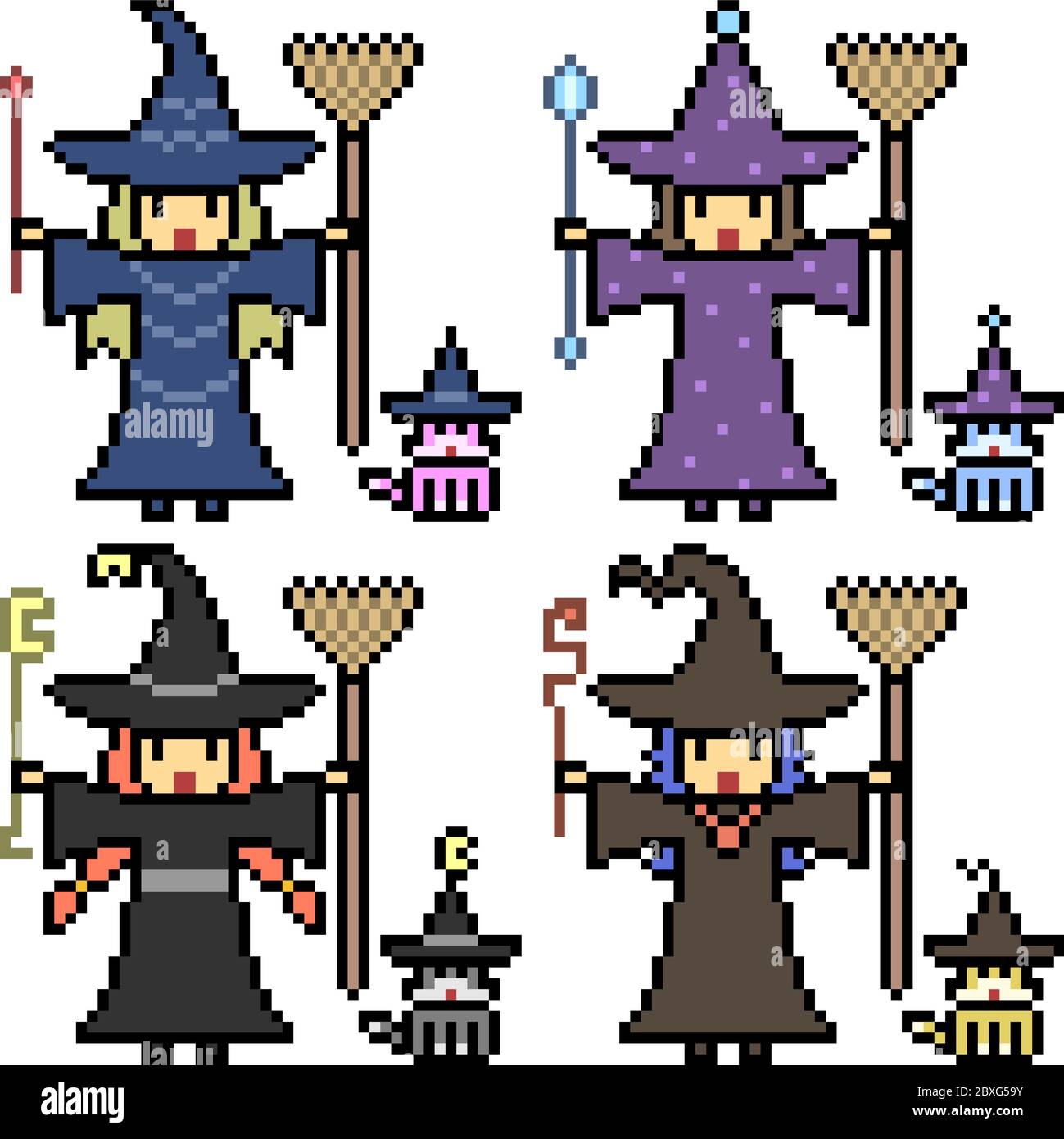 Halloween cat pixel art Cut Out Stock Images & Pictures - Alamy