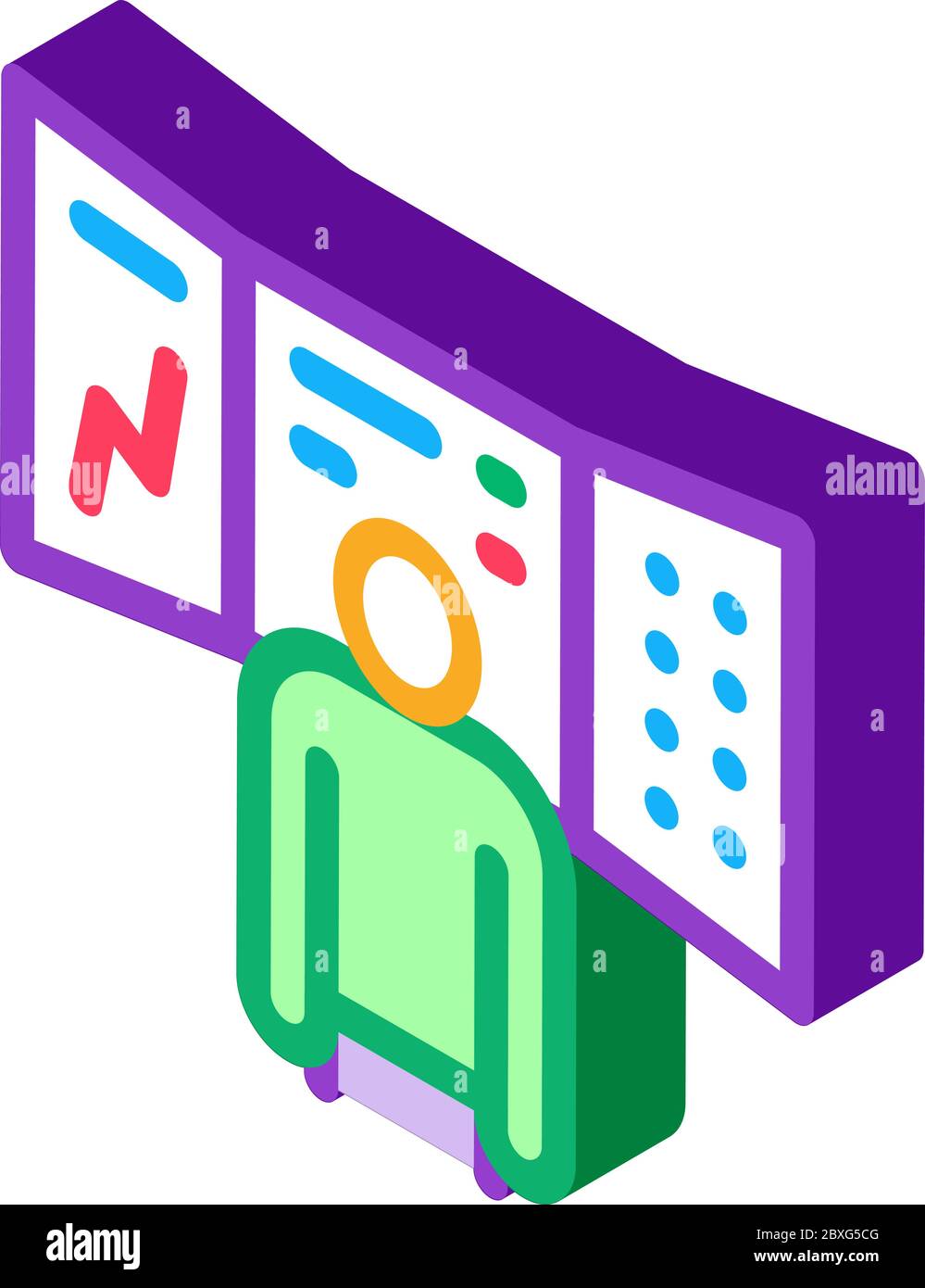 promotion board and observing person isometric icon vector illustration ...